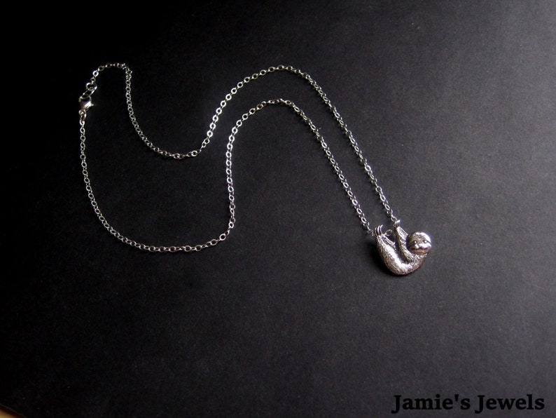 Sterling Silver Sloth Necklace Sloth Pendant Modern - Etsy