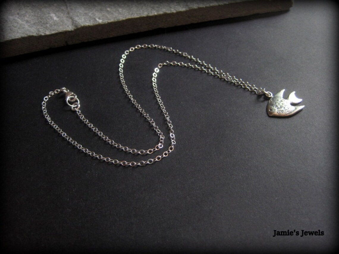 Sterling Silver Fish Necklace Angelfish Necklace Sterling Silver ...