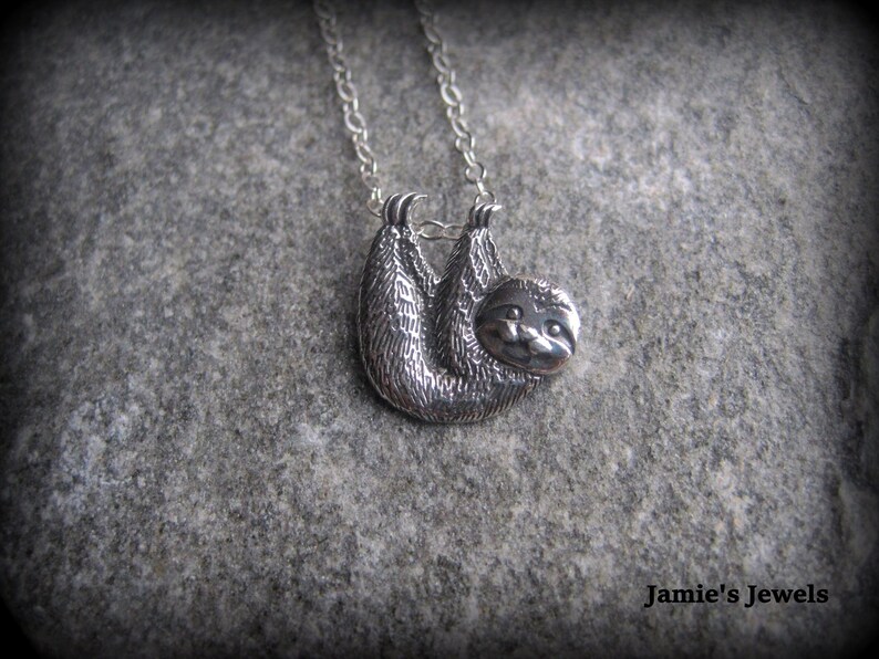 Sterling Silver Sloth Necklace Sloth Pendant Modern - Etsy