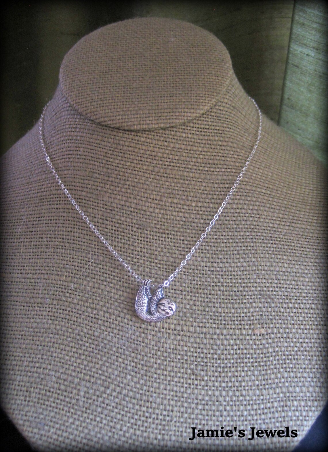 Sterling Silver Sloth Necklace Sloth Pendant Modern - Etsy