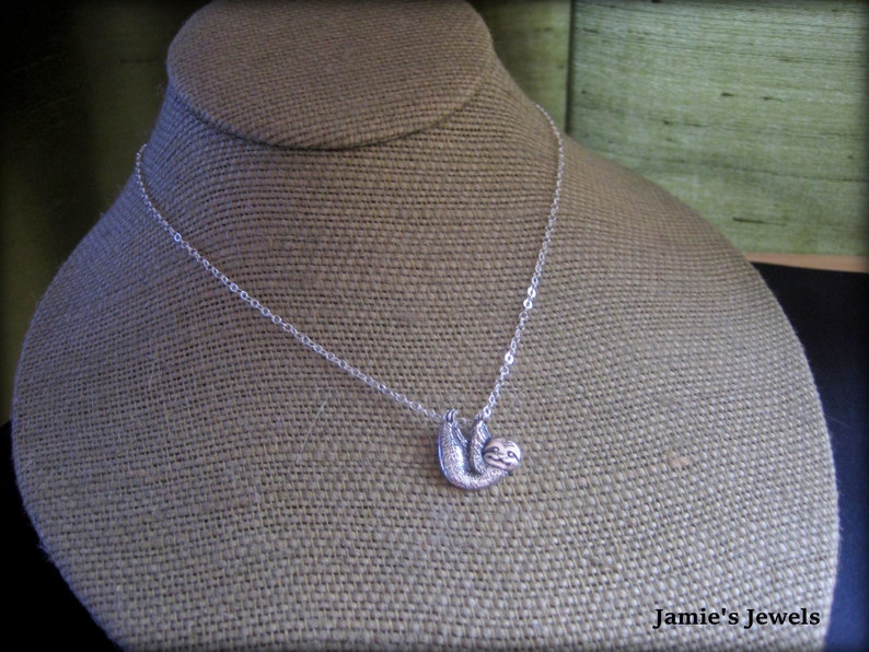 Sterling Silver Sloth Necklace Sloth Pendant Modern - Etsy