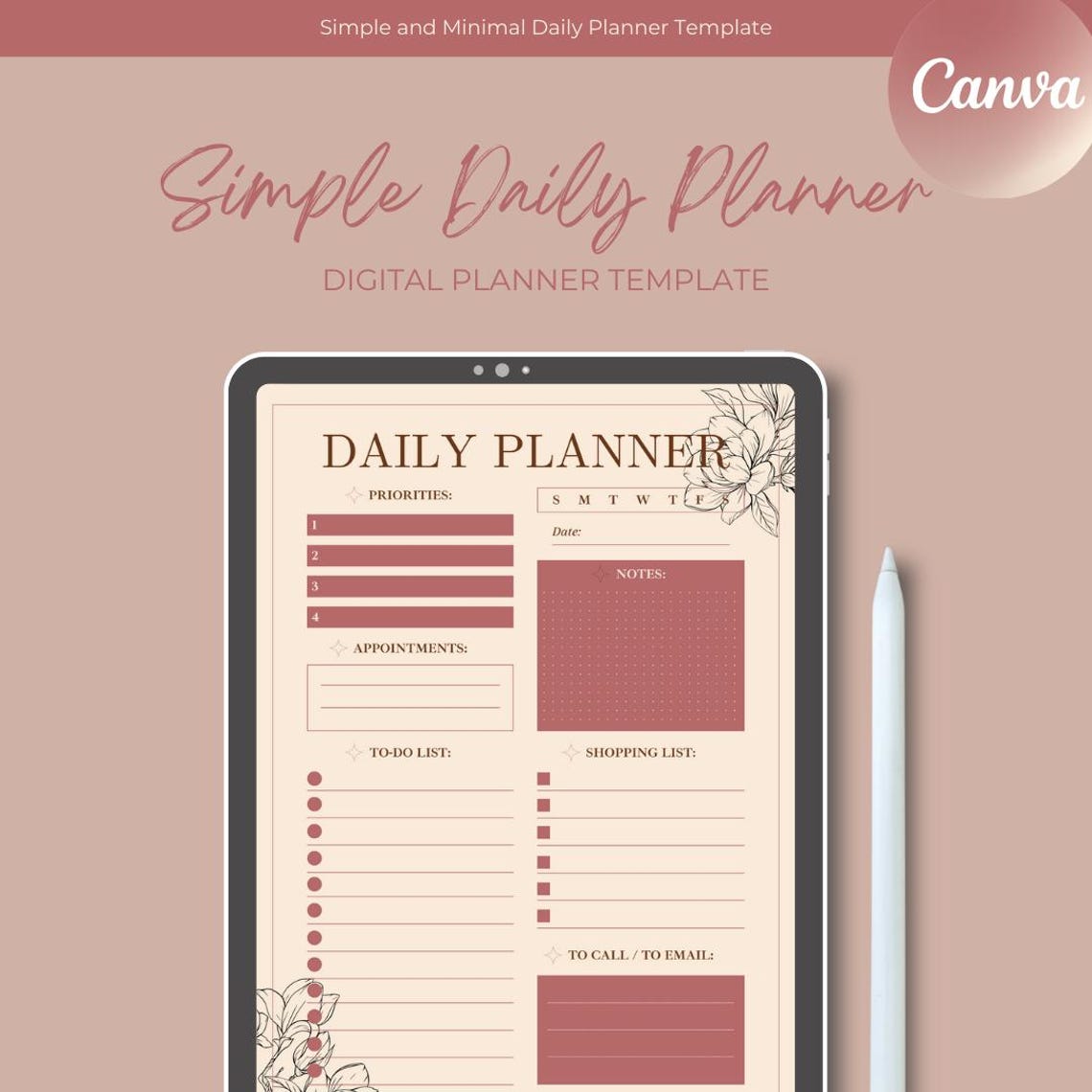 Canva Digital Planner Template | Monthly Planner | Weekly Planner ...