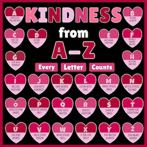 Kindness A-Z Bulletin Board Kit, Heart Theme Classroom Decor (PDF ...