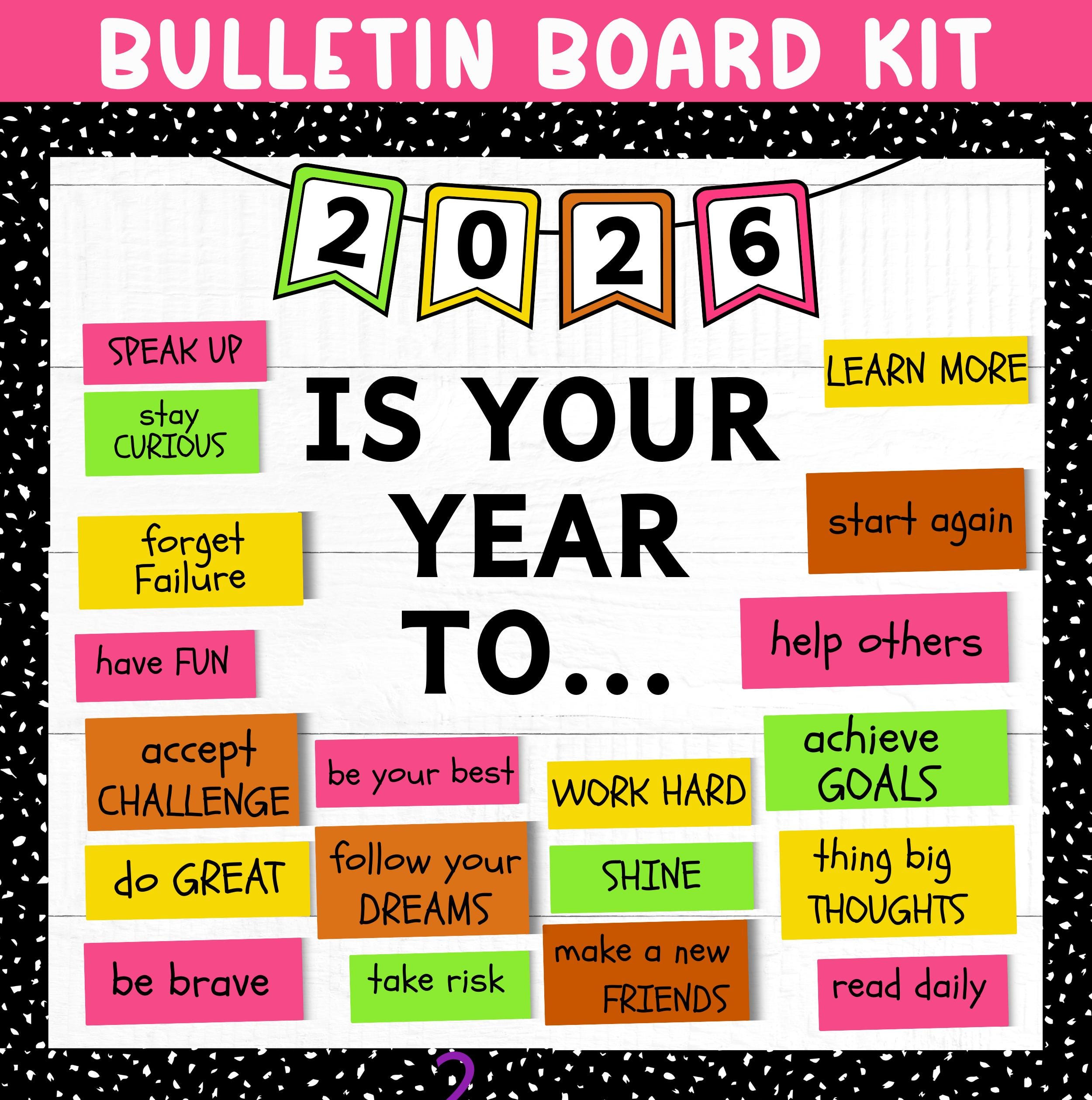 New Year Bulletin Board Kit, January Classroom Decor, 2026 Back to ...
