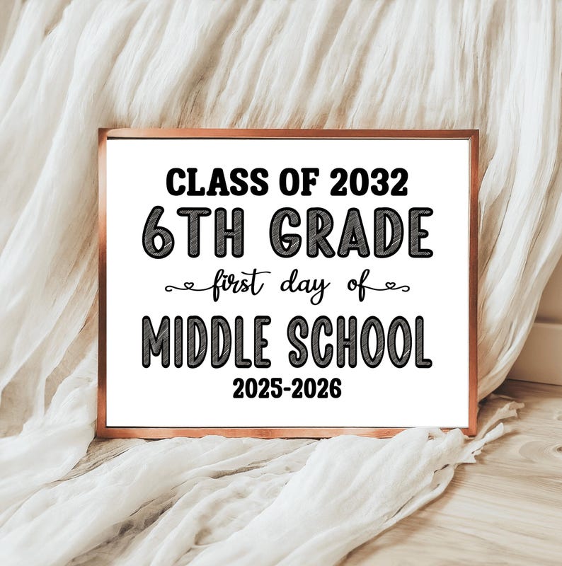 First Day of 6th Grade Photo Prop Sign: Class of 2032 (digital Download ...