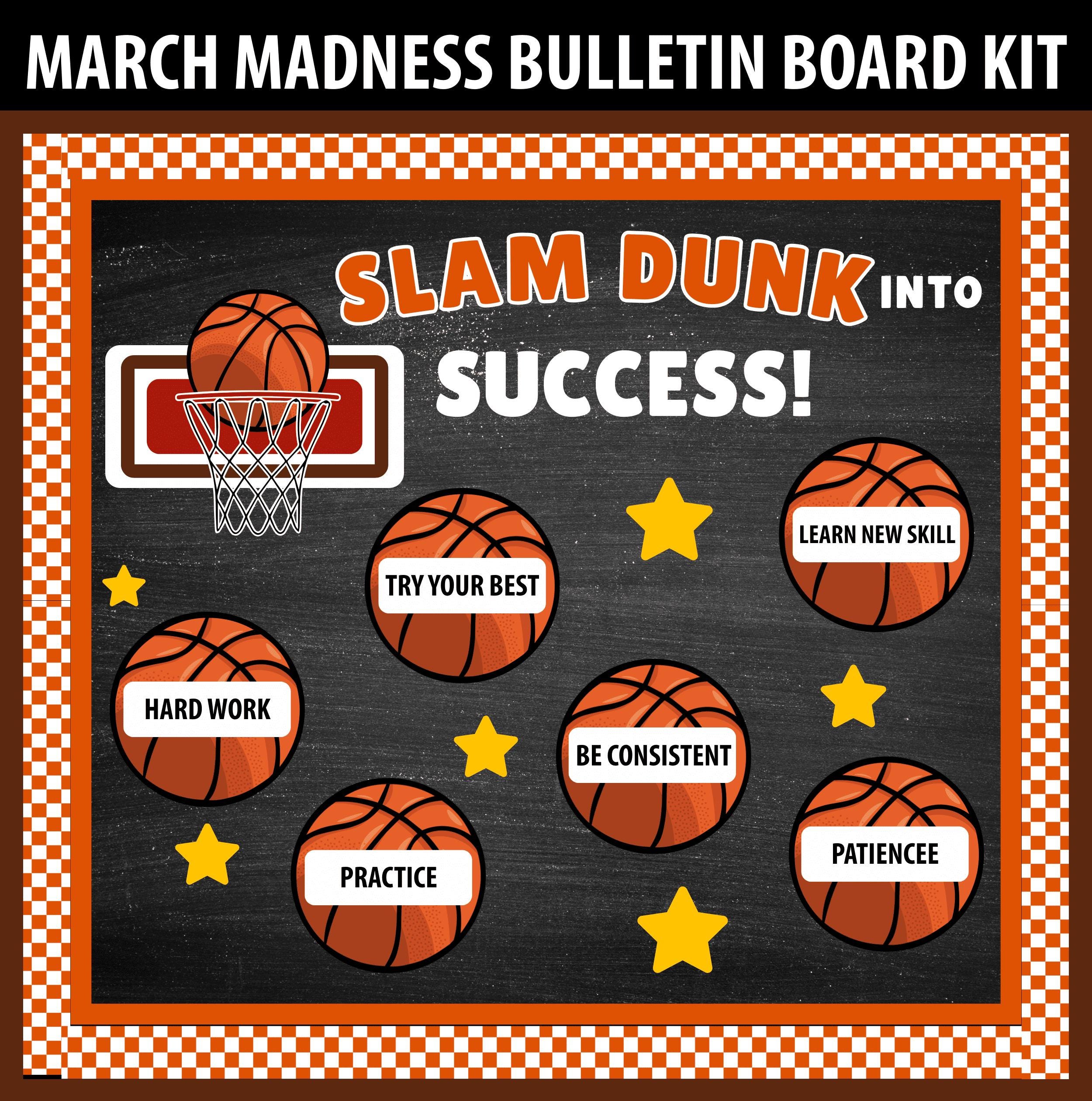 March Madness Bulletin Board Kit, Basketball Test Prep Motivation ...