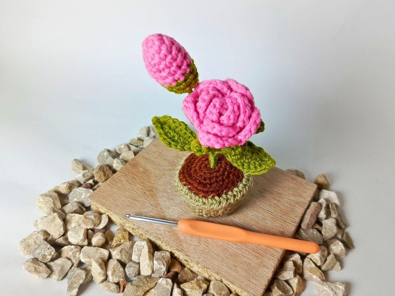Low Sew Rose Crochet Pattern, Crochet Rose Pot PDF Pattern, Rose Flower ...