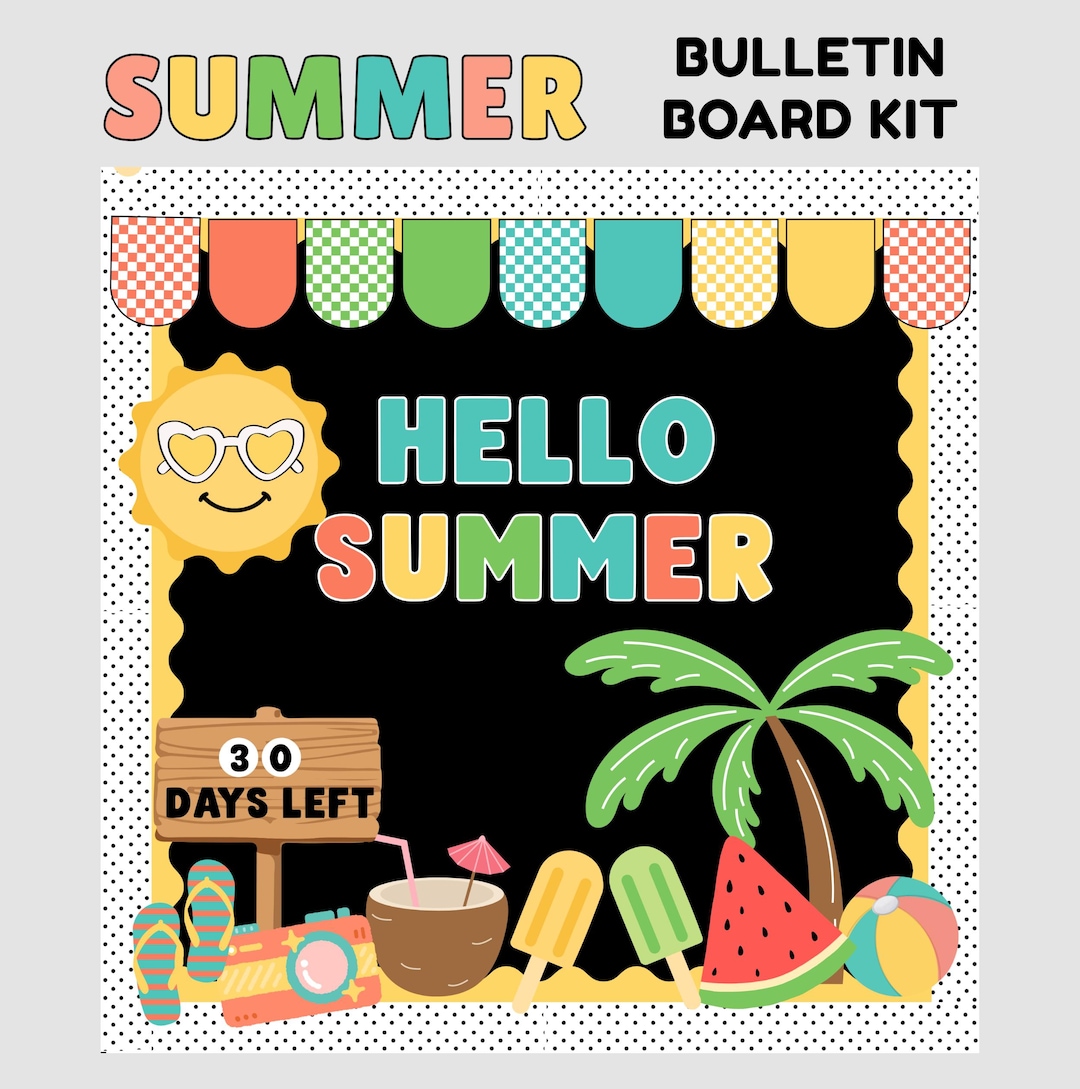 Hello Summer Bulletin Board Kit, Summer Countdown Classroom Display ...