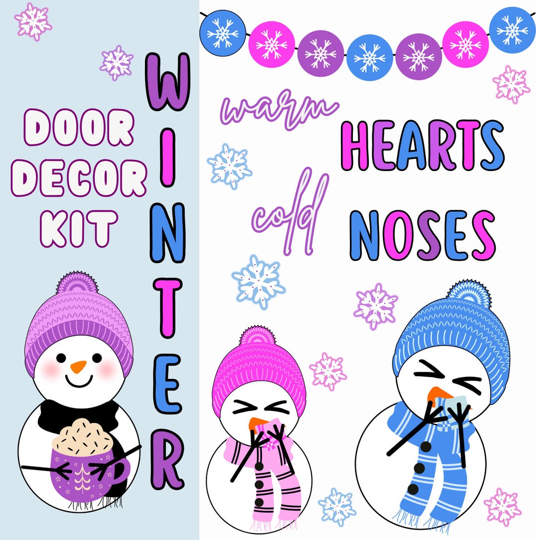 Winter Classroom Door Decor Kit, Snowman Bulletin Board Display ...