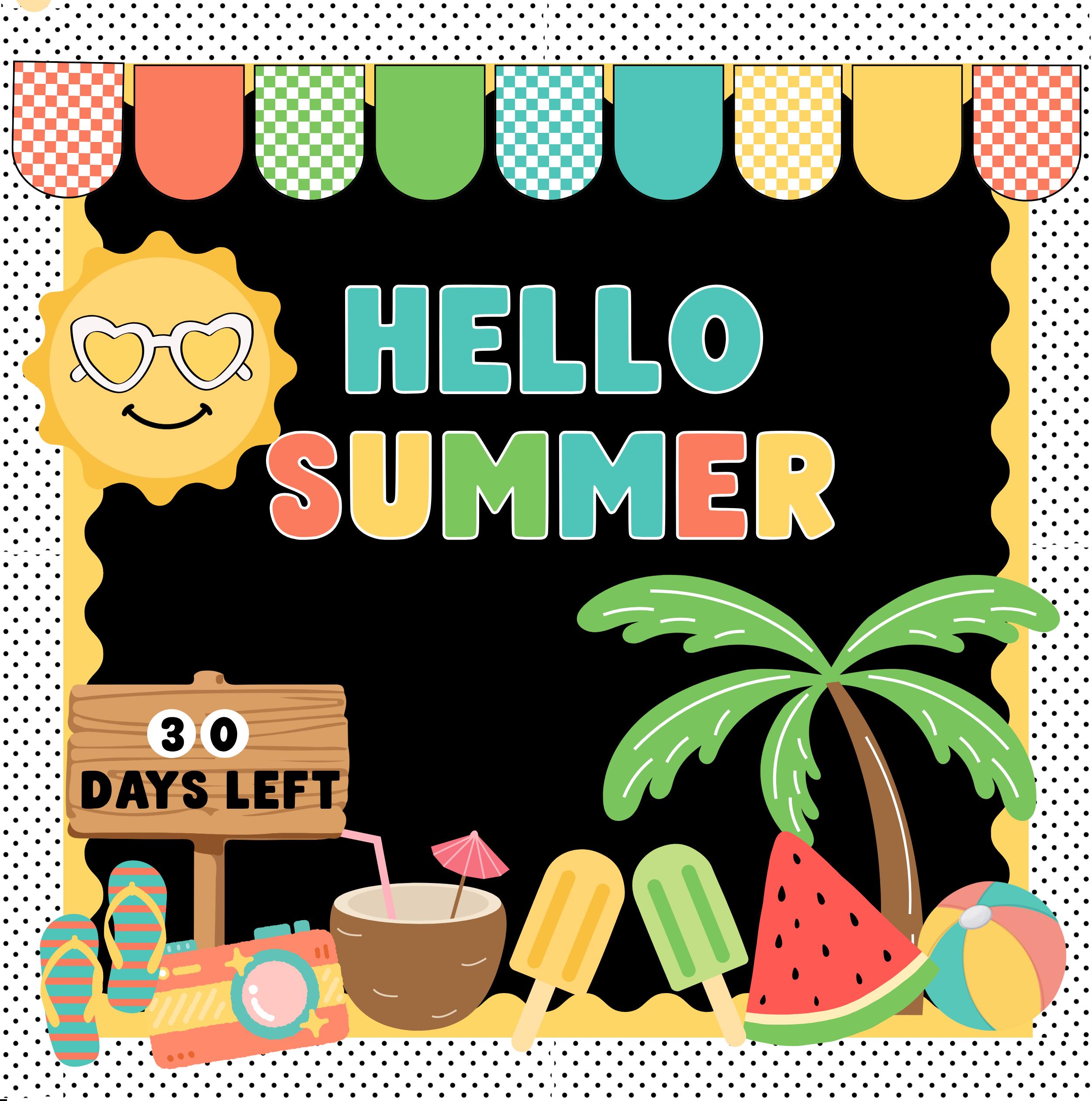 Hello Summer Bulletin Board Kit, Summer Countdown Classroom Display ...