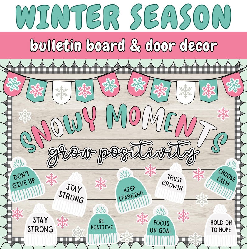 Winter Positive Mindset Bulletin Board Kit, Snowy Classroom Decor ...