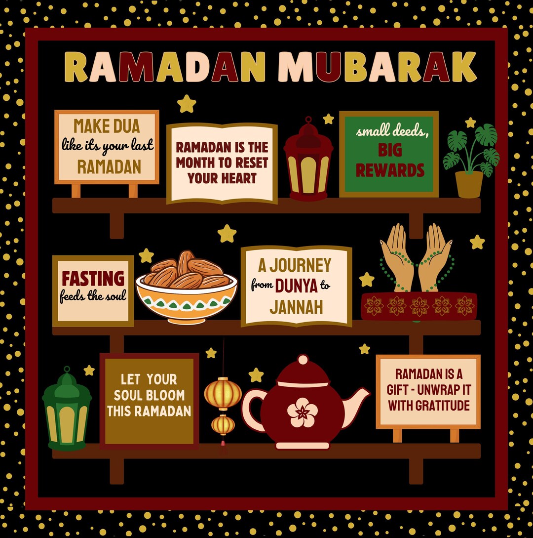 Ramadan Mubarak Bulletin Board Kit, Islamic Classroom Decor (digital ...