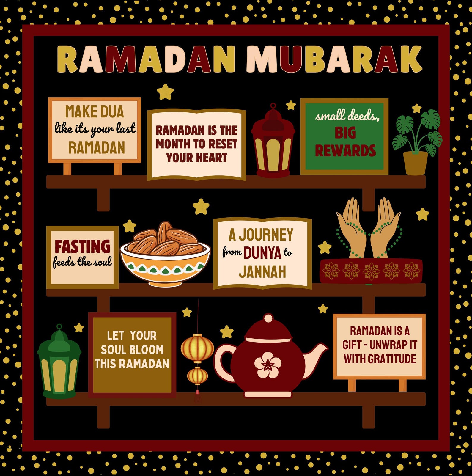 Ramadan Mubarak Bulletin Board Kit, Islamic Classroom Decor (digital ...