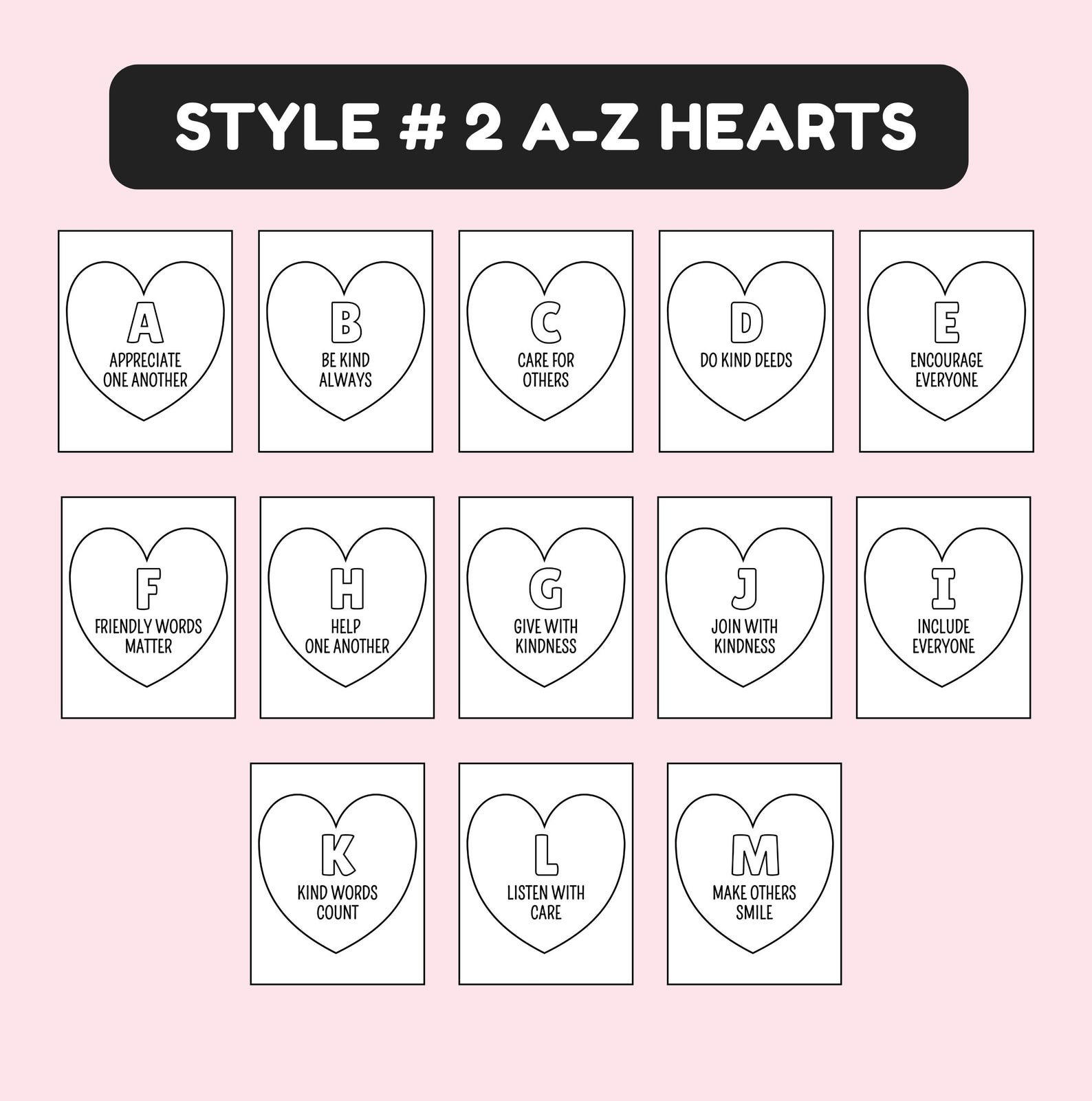 February Kindness Bulletin Board Kit, A-Z Kindness Hearts Door Decor ...