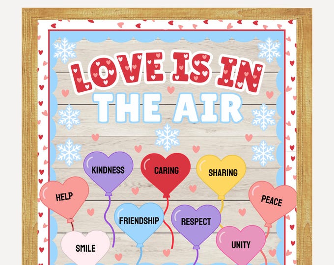 February Kindness Bulletin Board Kit, A-Z Kindness Hearts Door Decor ...