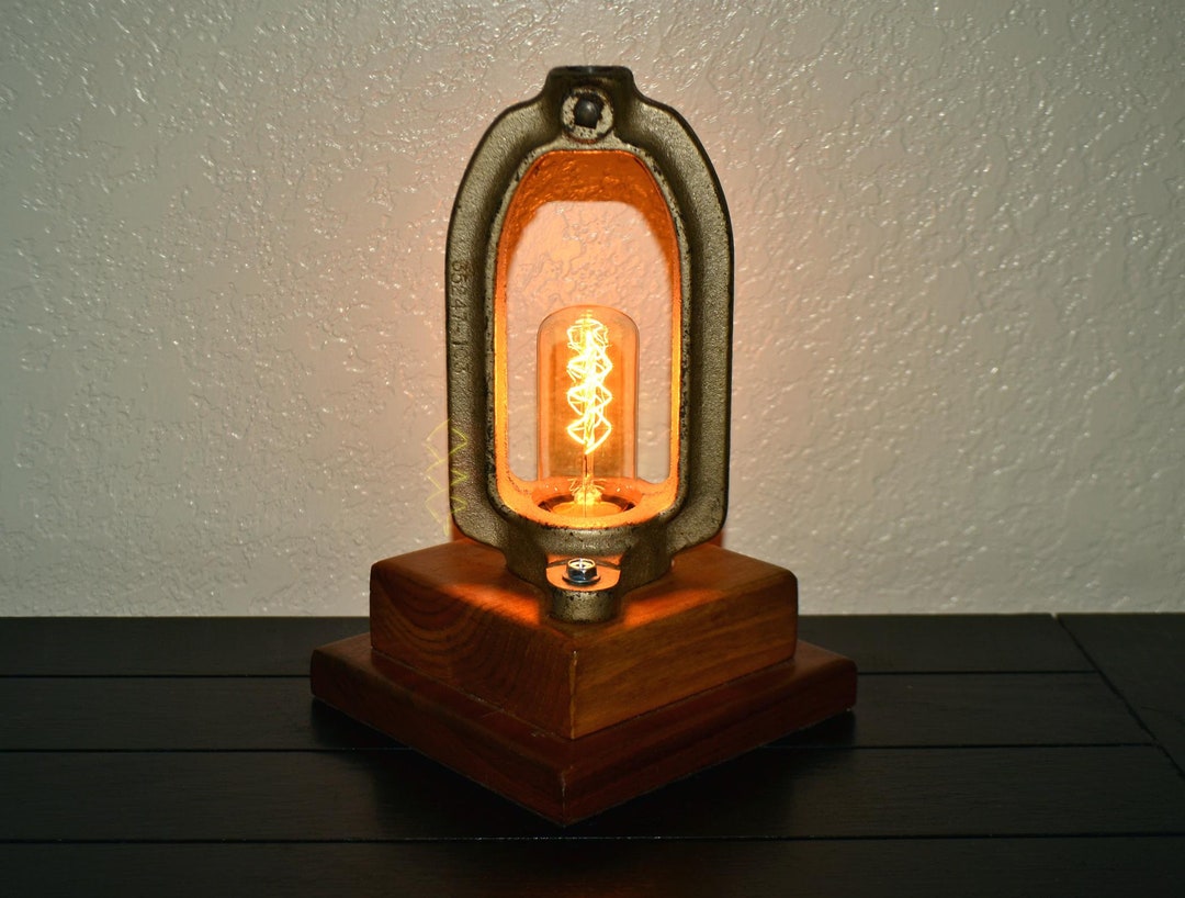 Upcycled Vintage Lamp Light on Double Wood Base Repurposed Fabulous ...