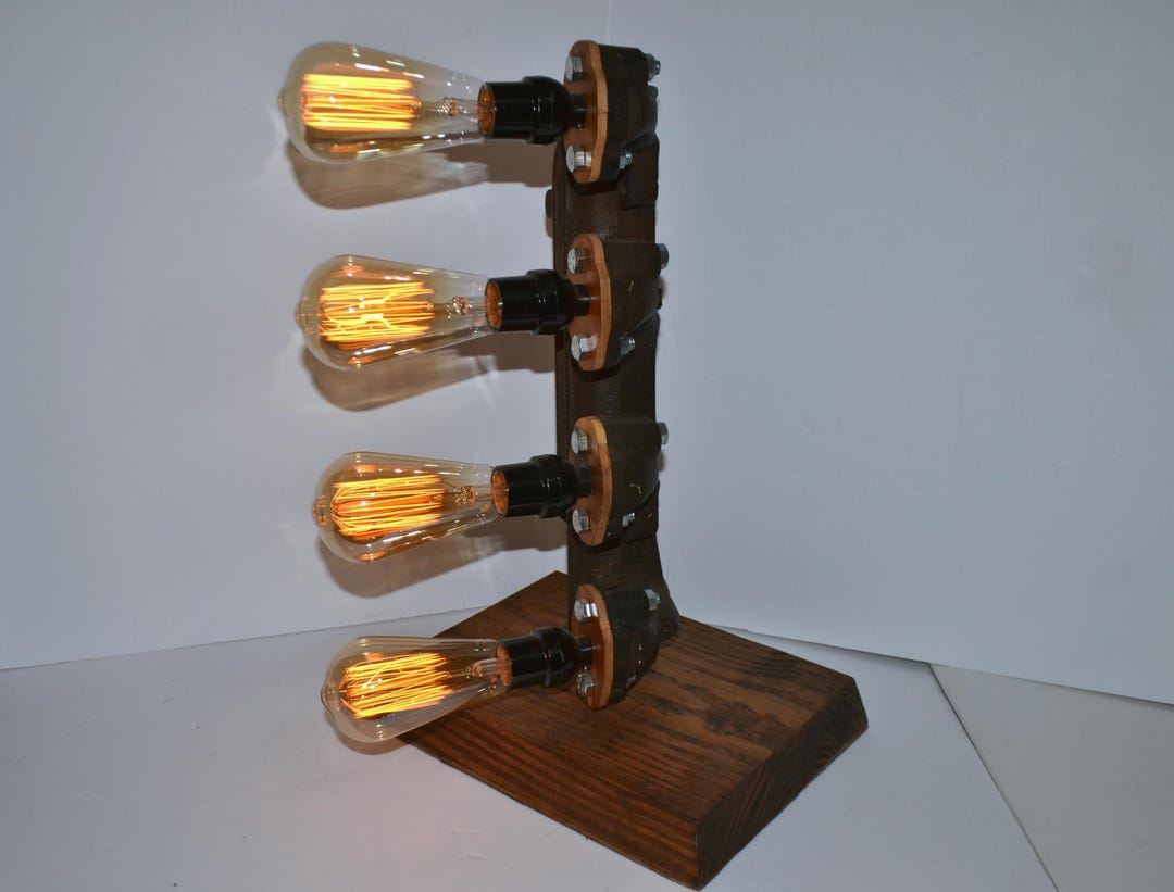 Steampunk Table Lamp Industrial Accent Lamp Table Top Light ~ Man Cave ...