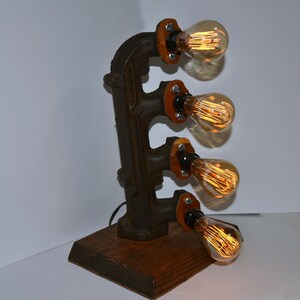 Steampunk Table Lamp Industrial Accent Lamp Table Top Light ~ Man Cave ...