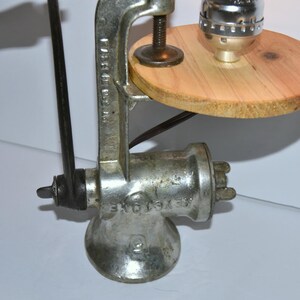 Upcycled Repurposed Meat Grinder With Wood Socket Base Vintage ...