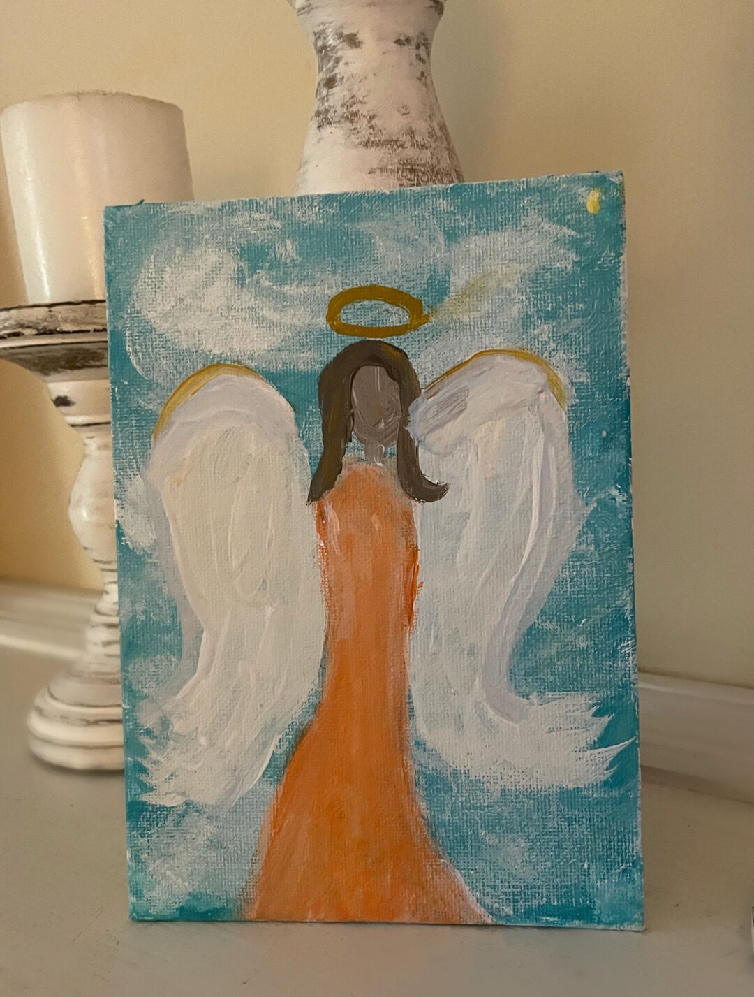 Handpainted Acrylic Original Angel on 5x7 Canvas. She Looks Lovely ...