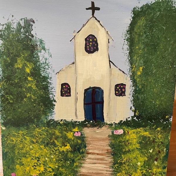 Church Acrylic Painting - Etsy