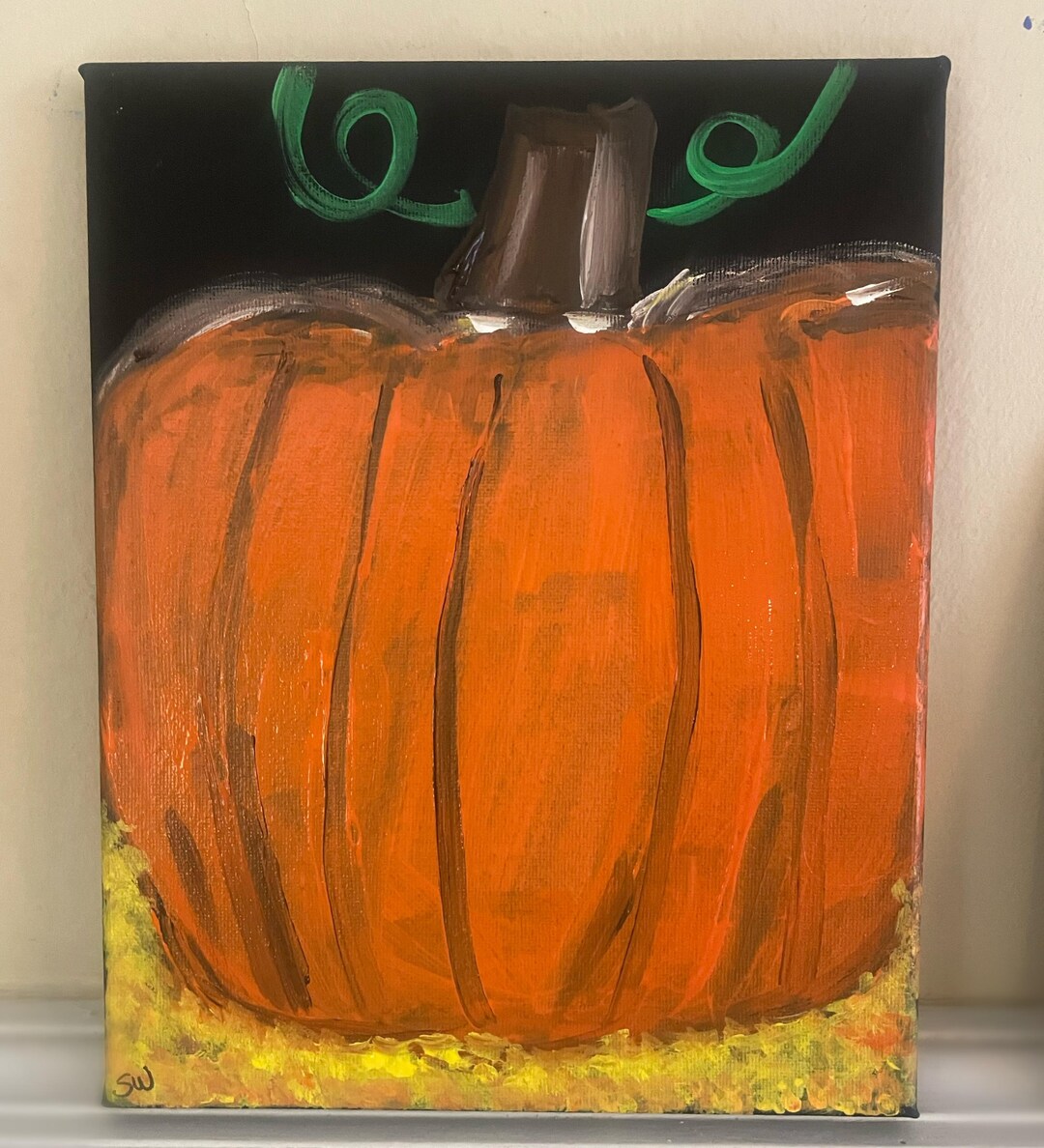 A Hand Painted Big Orange Pumpkin on 8x10 Canvas. - Etsy