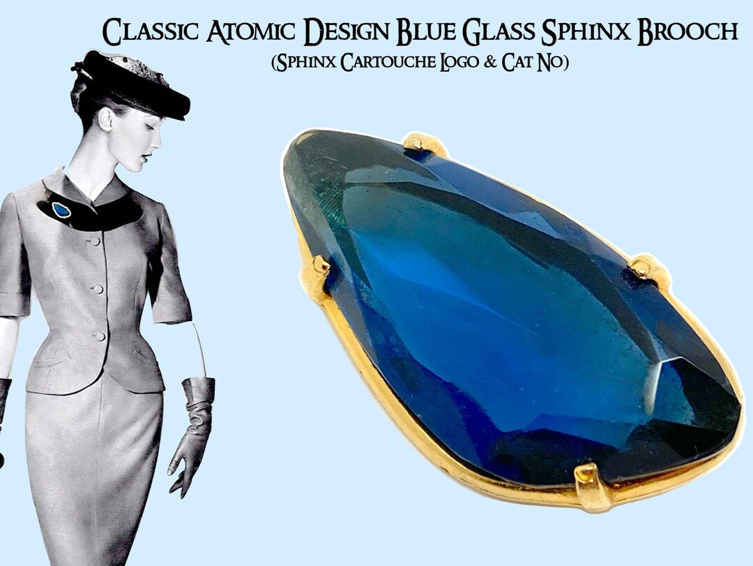 Classic Atomic Design Blue Glass Sphinx Brooch (sphinx Cartouche Logo ...