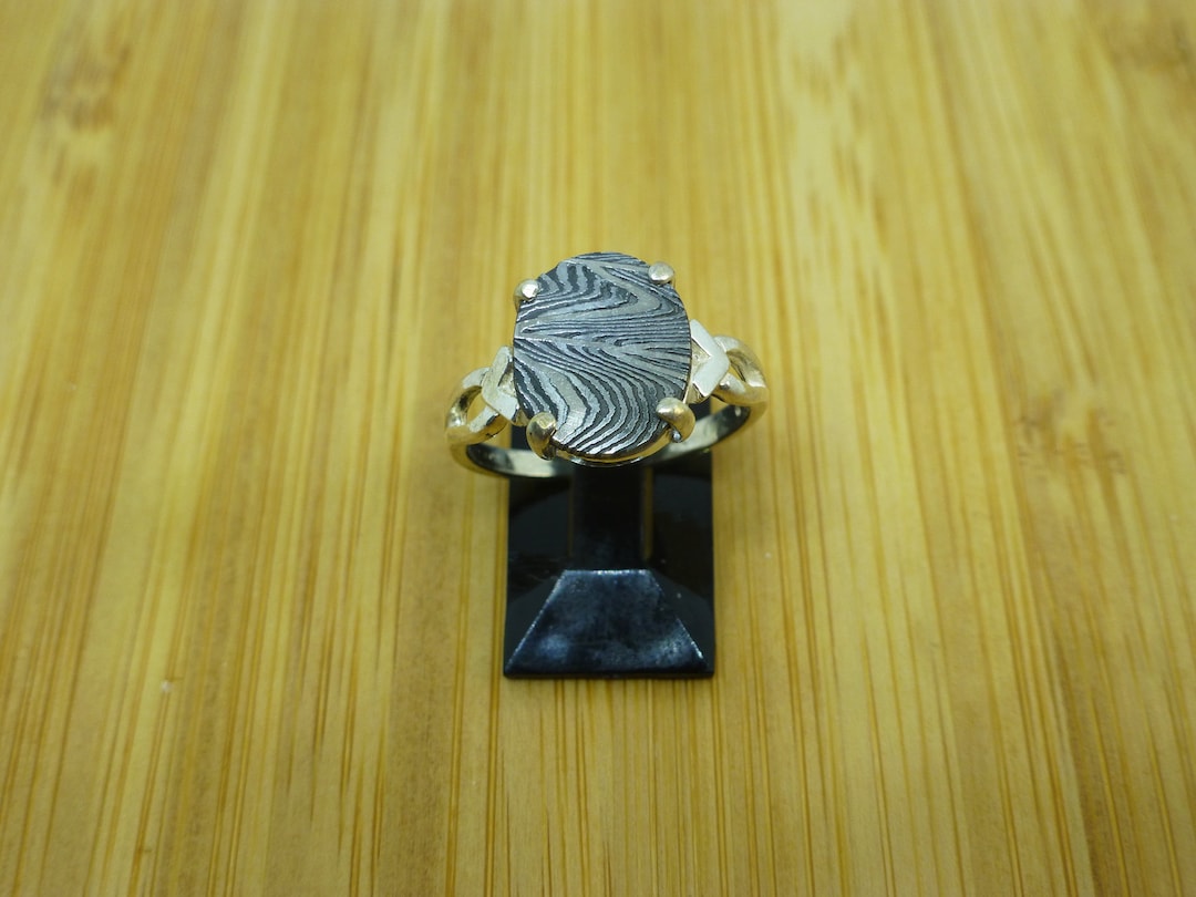 Gibeon Meteorite Damascus Ring: Sterling Silver Space Jewelry - Etsy