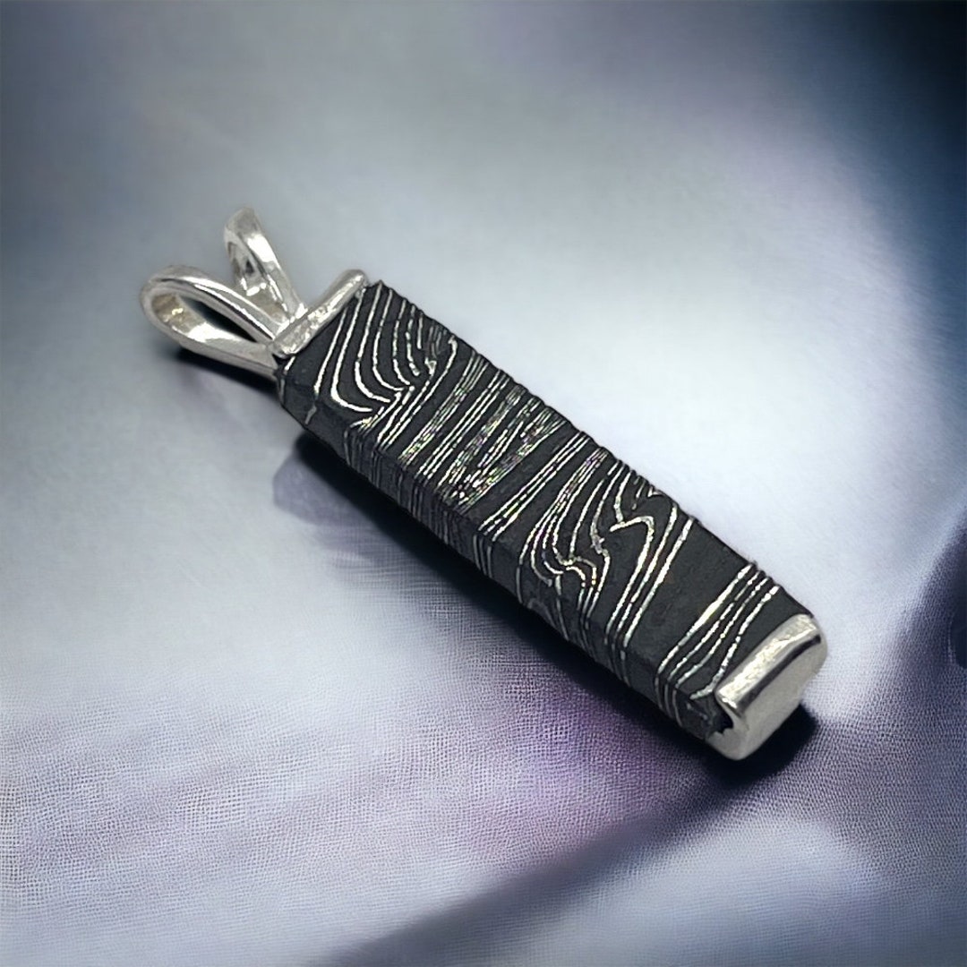 Gibeon Iron Meteorite Damascus Silver Pendant Meteorite Jewelry / Space ...