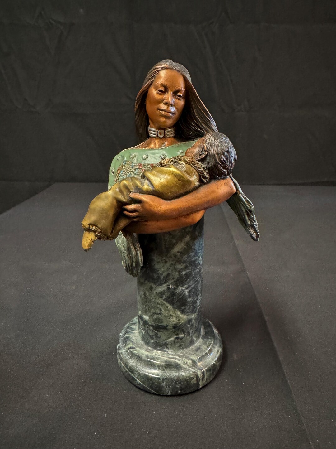 Bronze Christopher Pardell Sculpture - Native American Woman With Baby ...
