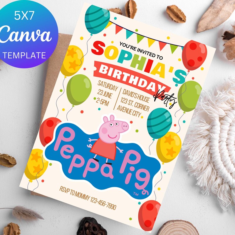 Peppa Pig Invitations - Etsy