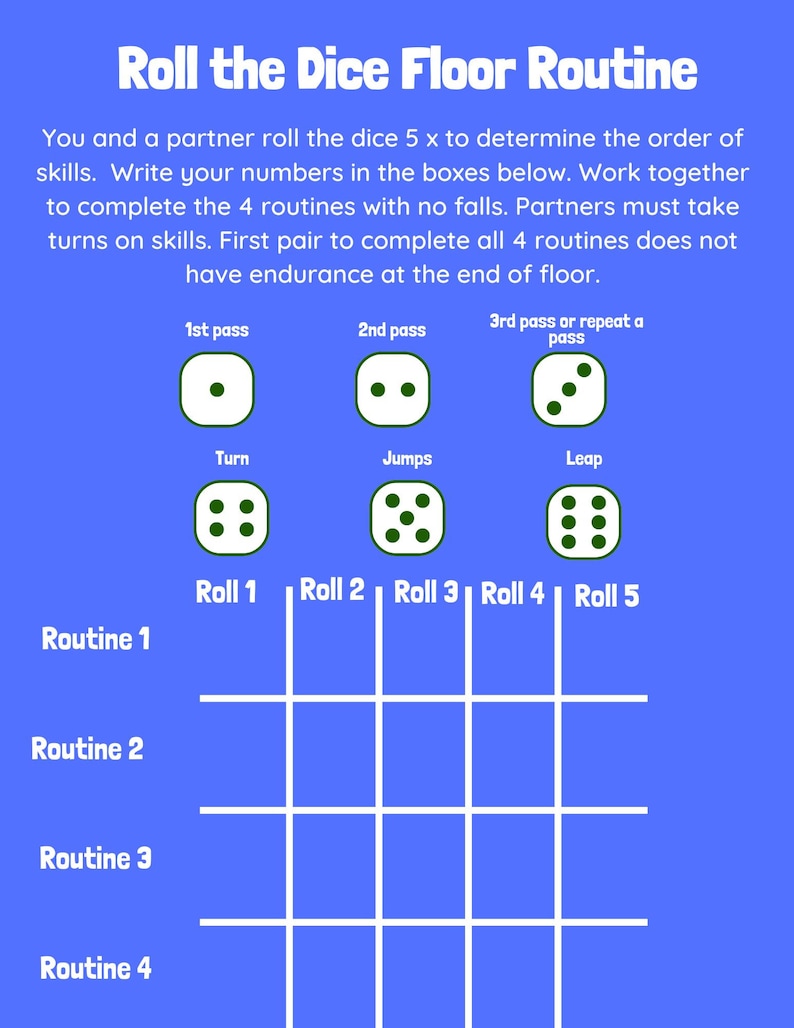 Roll the Dice Floor Routine - Etsy