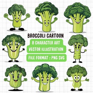 Broccoli Cartoon Vector Art Cartoon Mascot - 8 Fun Character ...