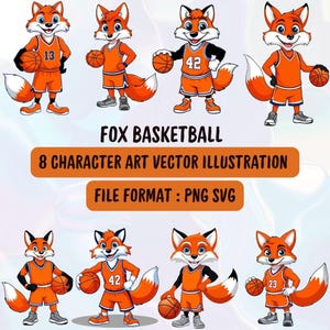 Fox Basketball Player Cartoon - 8 Character Art Vector | Fun Sports ...