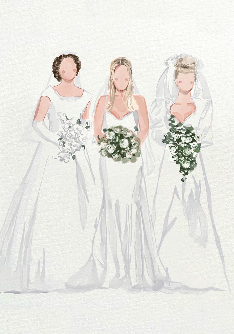 Generational Wedding Portrait Illustration Generation Wedding Portrait ...