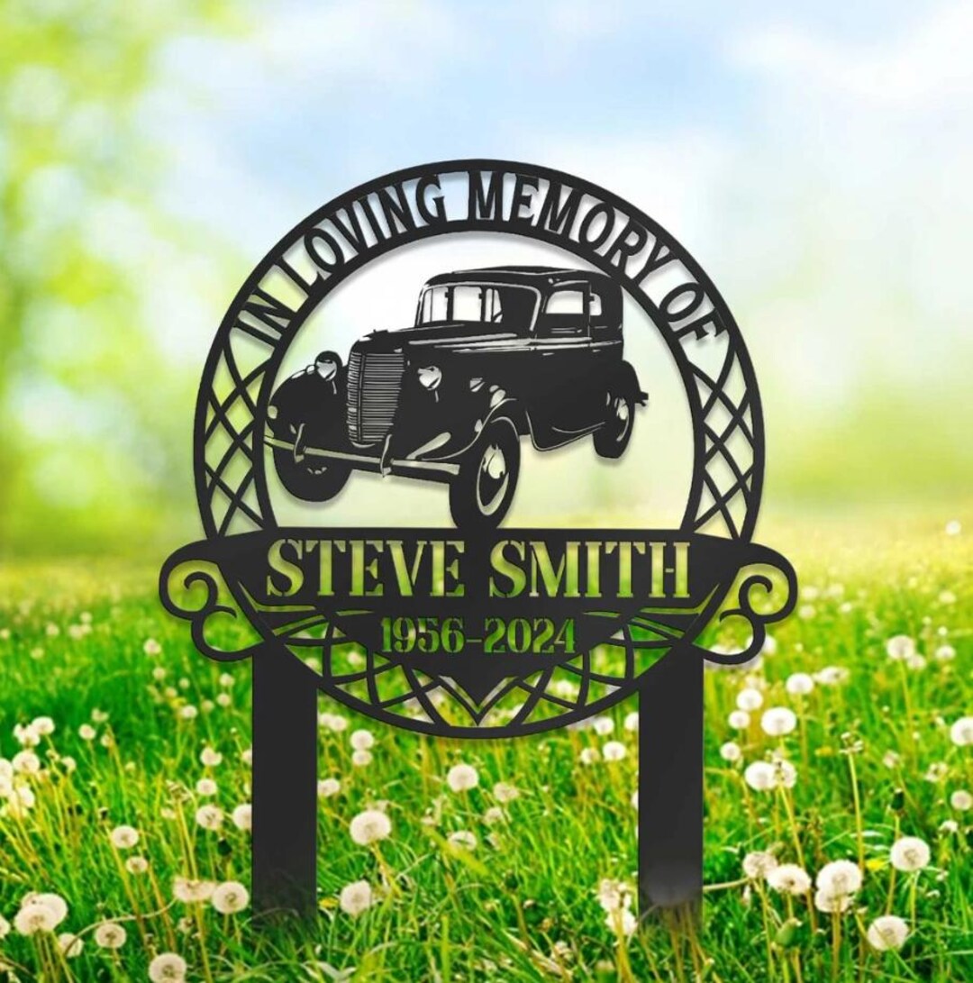 Custom Metal Car Memorial Sign, Classic Car Stake, Personalized ...