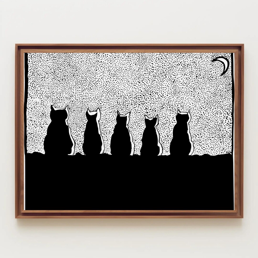 Moon Cats Art Print - Etsy