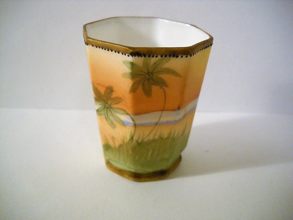 Antique Hand Painted Nippon Morimura Toothpick Holder Sunset Palm Trees ...