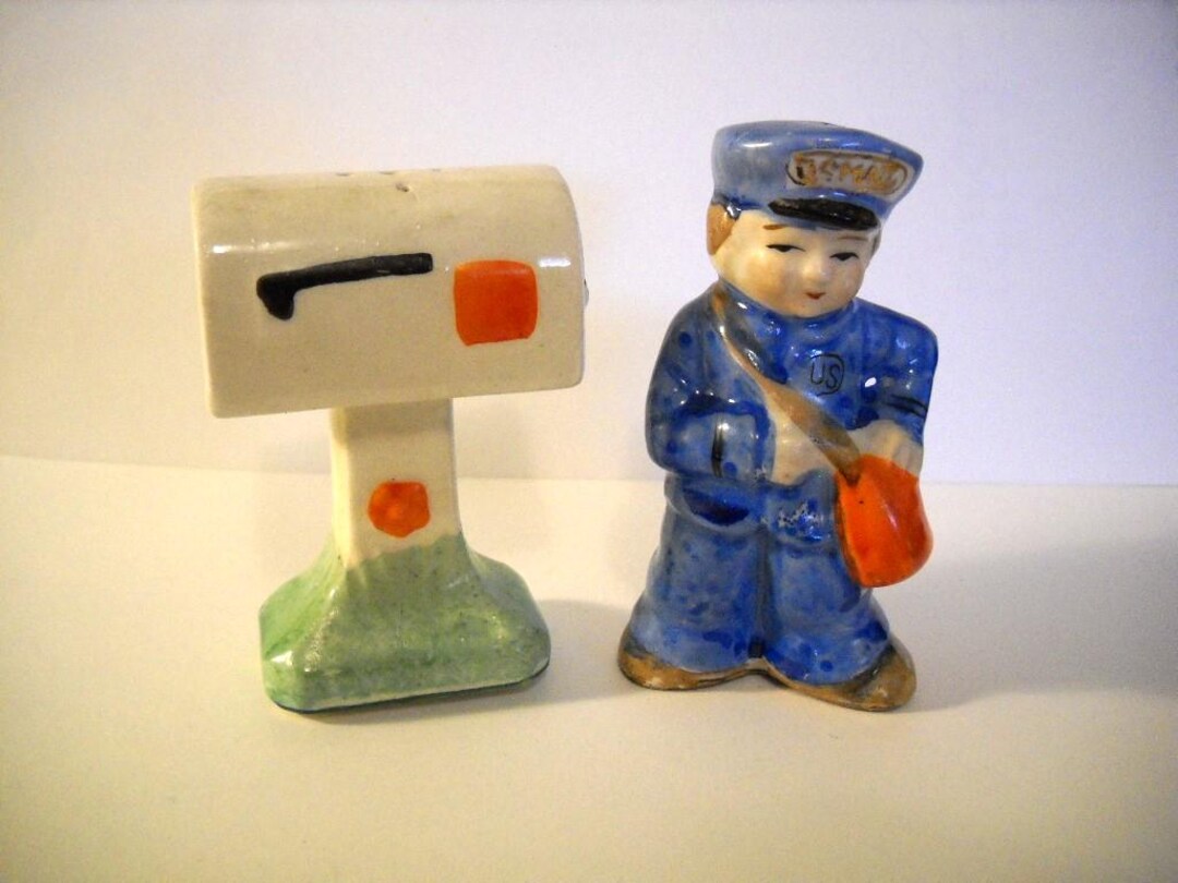 Vintage 1950's Made in Japan Mailman U.S. Mail Box Salt & Pepper ...