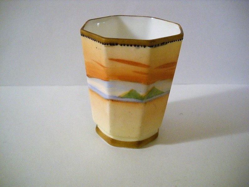 Antique Hand Painted Nippon Morimura Toothpick Holder Sunset Palm Trees ...
