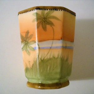 Antique Hand Painted Nippon Morimura Toothpick Holder Sunset Palm Trees ...