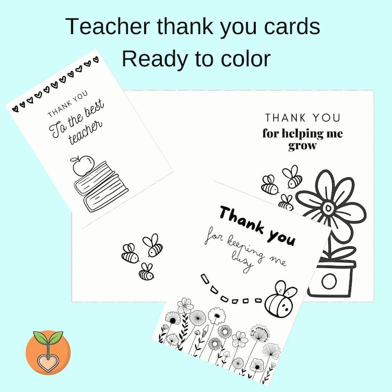 Printable Teacher's Thank You Cards for Children to Color at Home Print ...