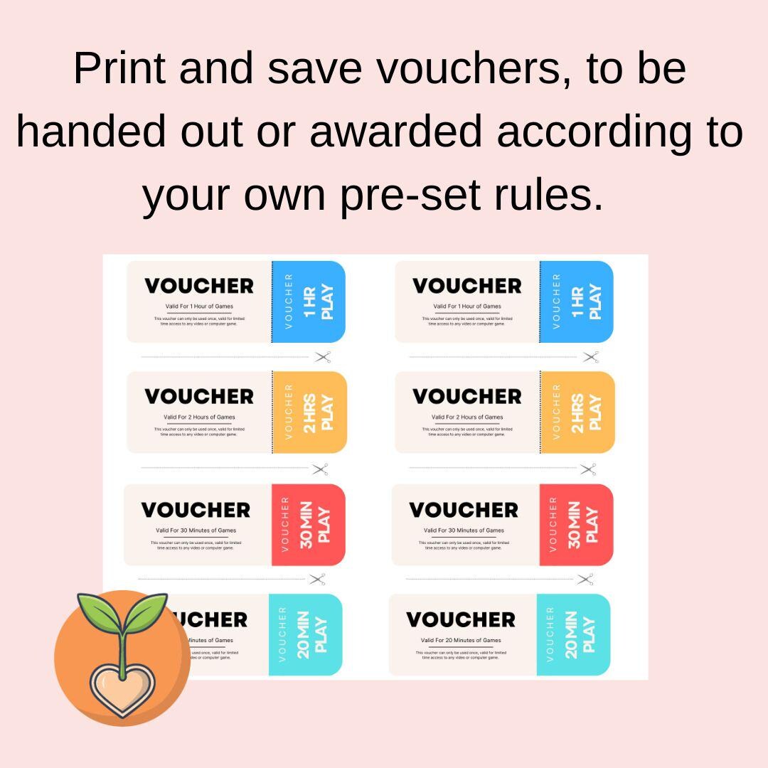 Printable Vouchers Gaming and Screen Time Management - Etsy