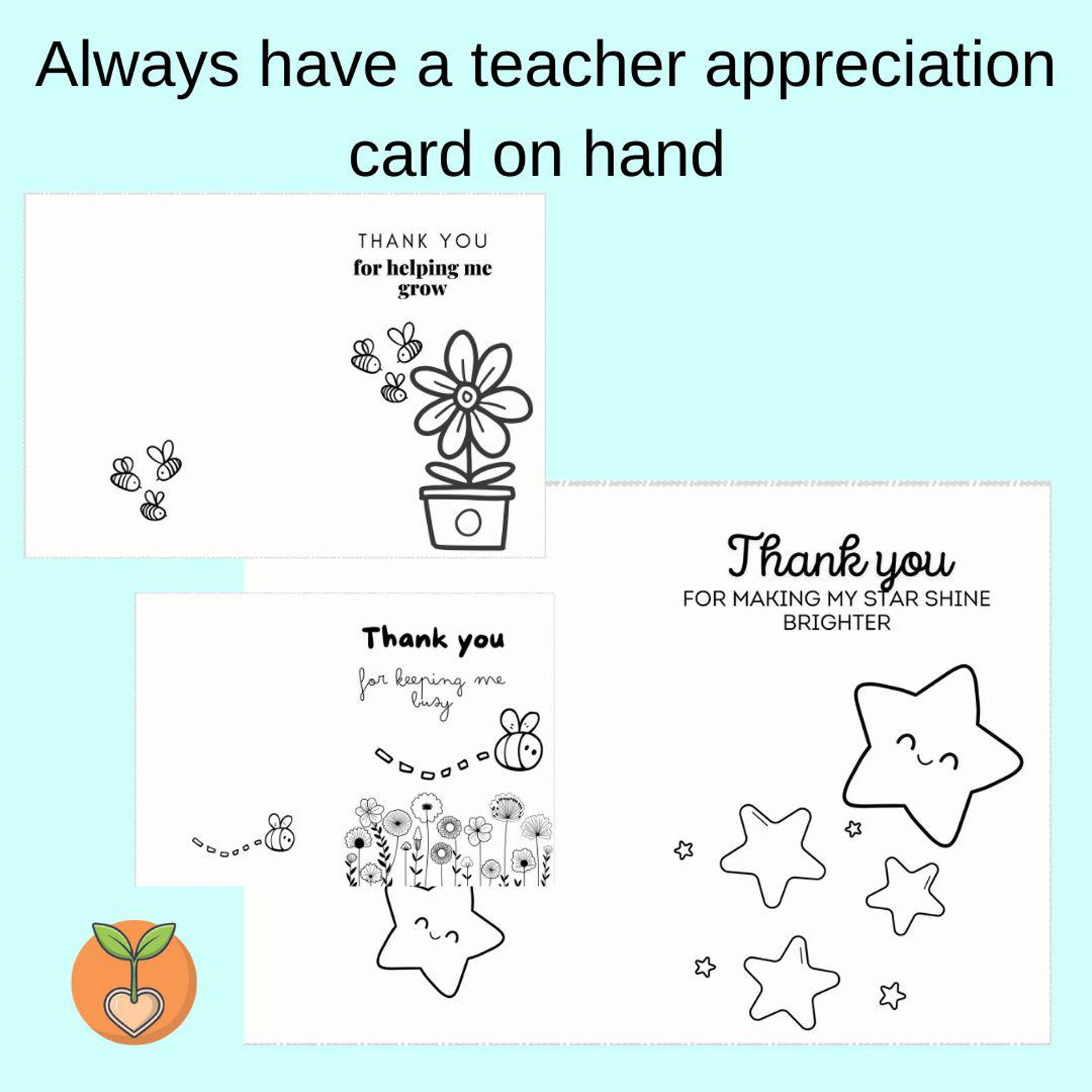 Printable Teacher's Thank You Cards for Children to Color at Home Print ...