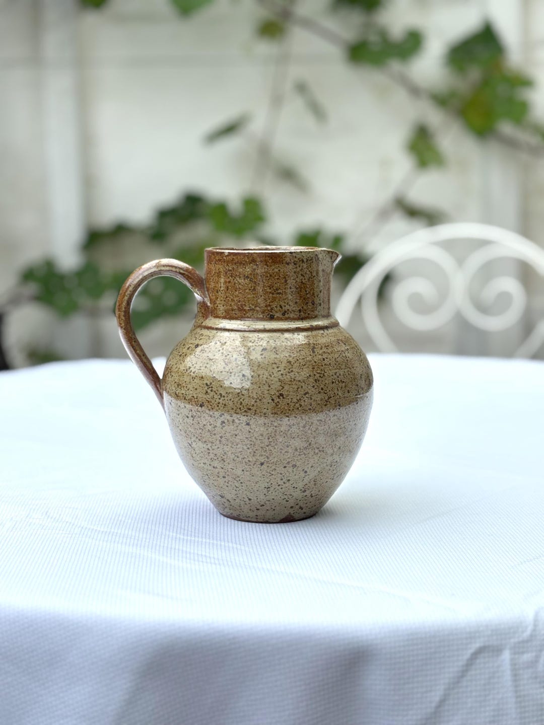 Antique Speckled Stoneware Water Jug - Pitcher, Old Antique Folk Art ...
