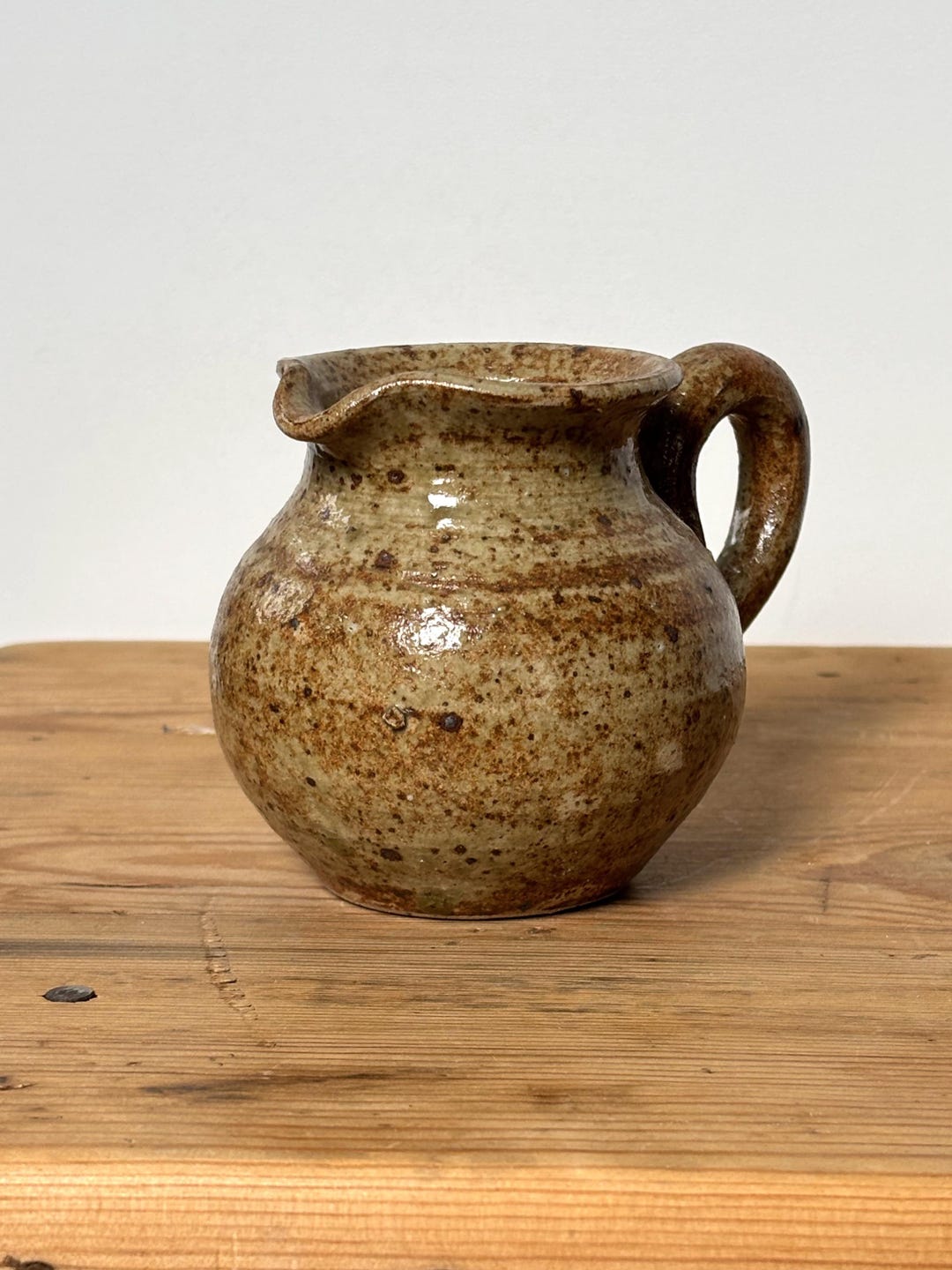 Small Speckled Beige Stoneware Pitcher From the 1950s. Cabinet of ...
