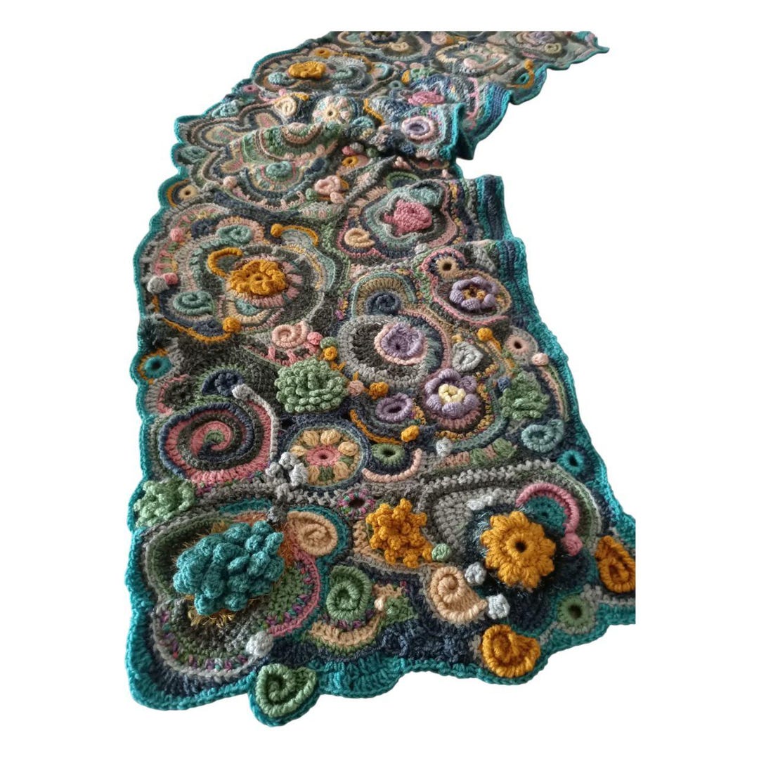 Freeform Colorful Crochet Shawl - Etsy