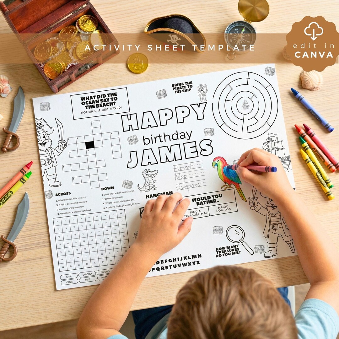 Pirate Party Printable Activity Sheet, Treasure Hunt Ideas, Birthday ...