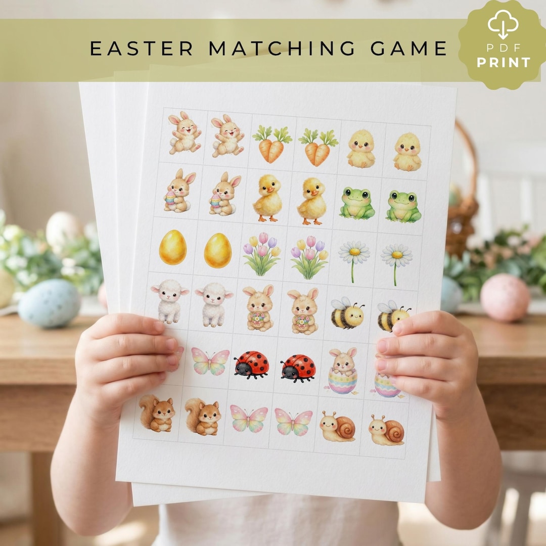 Easter Matching Game Printable, Bunny Memory Cards, Kids Activity PDF ...