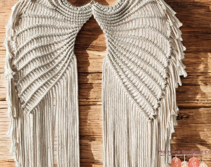 Angel Wings Tapestry - Cotton Macramé Wall Hanging Decor With Long Tassels, Woven Angel Wing ...